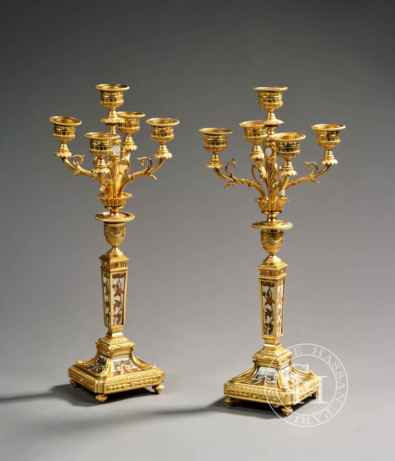 Rare paire de flambeaux par GIROUX ALPHONSE et Duvinage Ferdinand ...